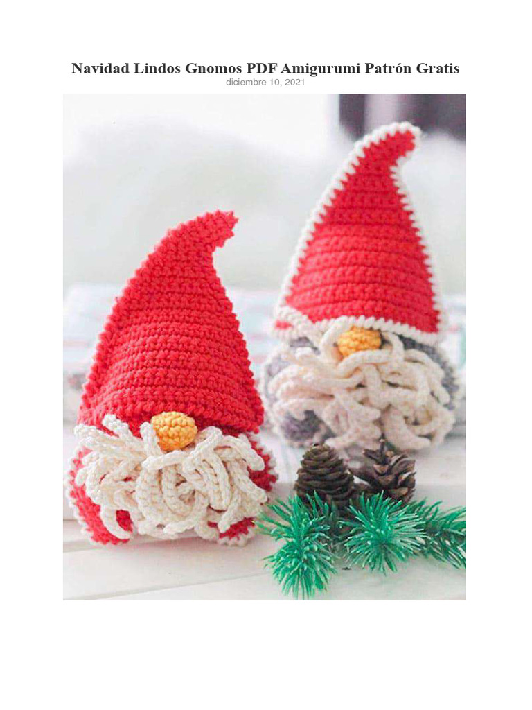 Patrón Gratis de Gnomos Amigurumi | PDF | Amigurumi | Tejer