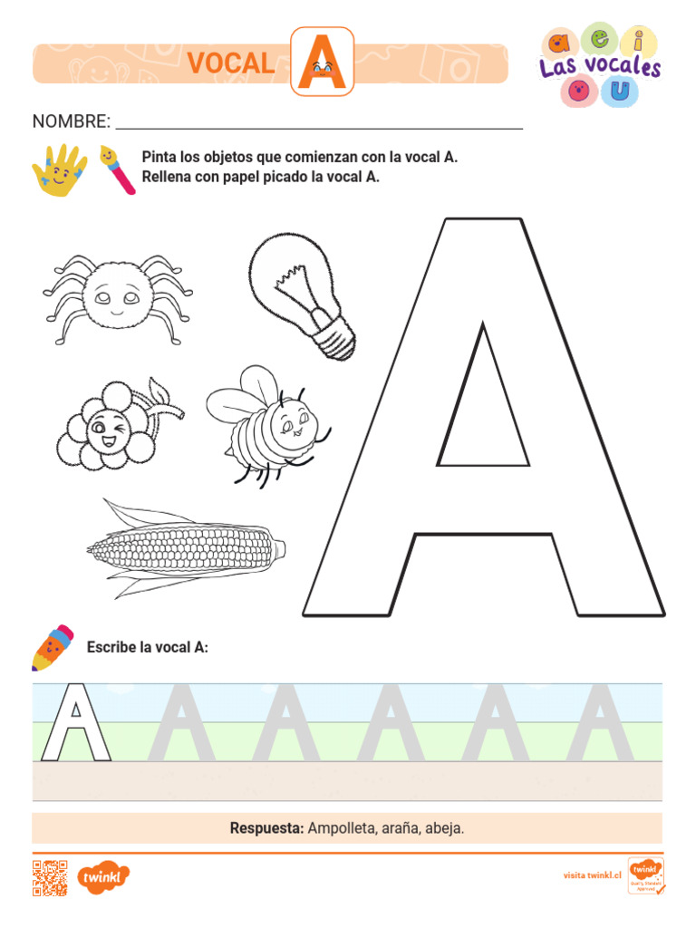 CL L 1692490567 Guia de Trabajo Actividades Con La Vocal A - Ver - 3 | PDF