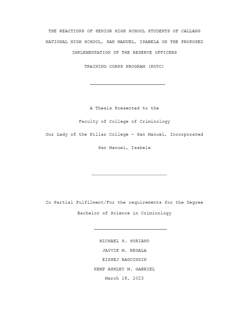 Researfch Autosaved 1111111 5 | PDF | Reserve Officers' Training Corps | Focus Group