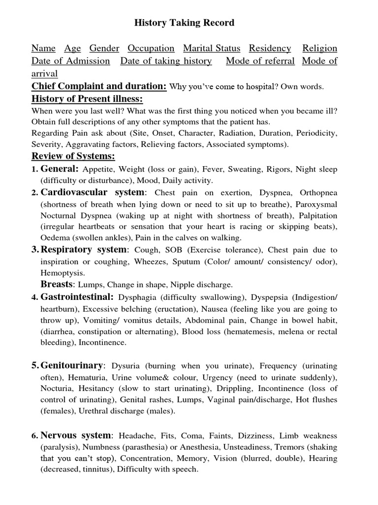 History Taking Handbook | PDF | Surgery | Menopause