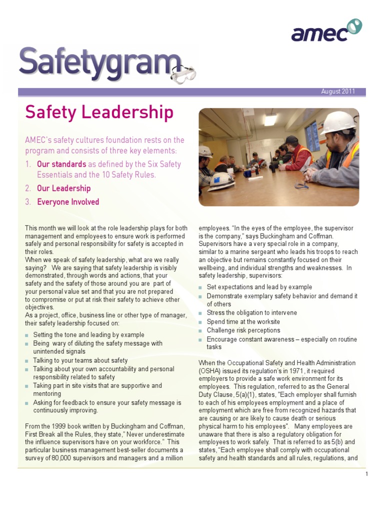 AMEC August 2011 Safety Gram | PDF | Safety | Occupational Safety And ...