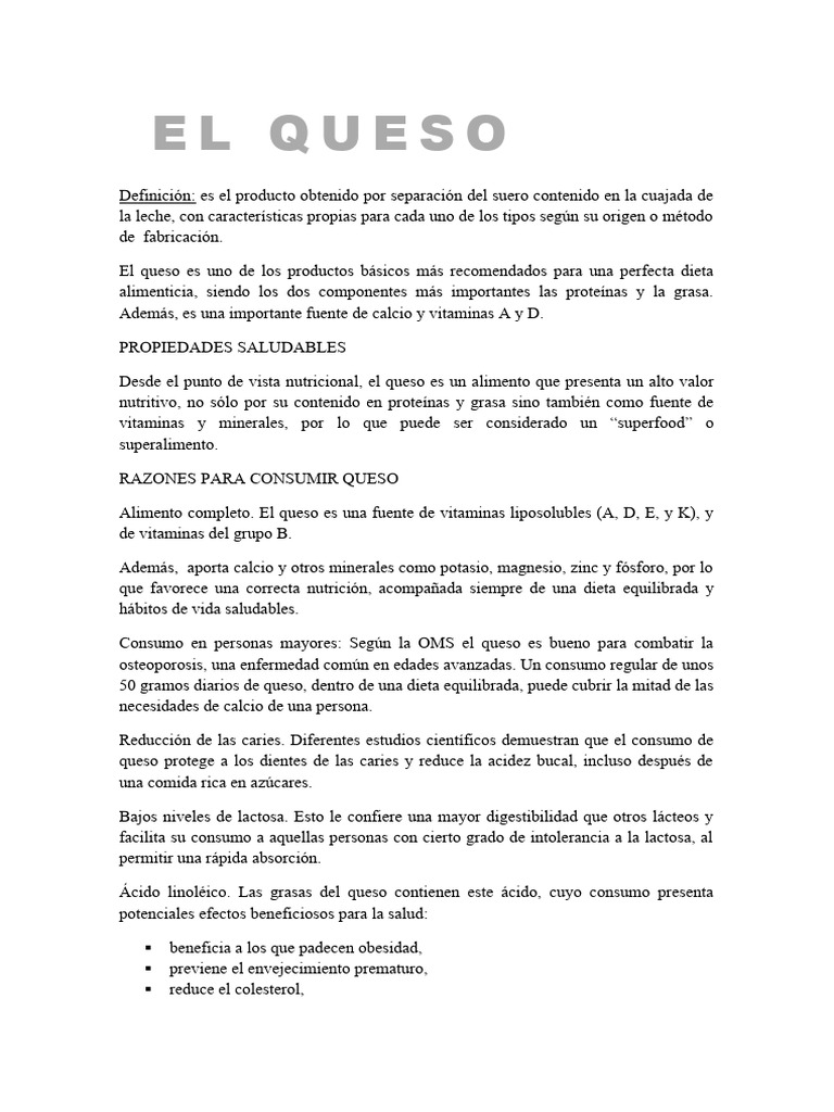 El Queso - Alumnos | PDF | Queso | Nutrición