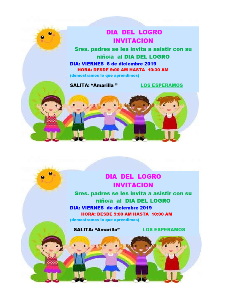 Invitacion Dia Del Logro | PDF