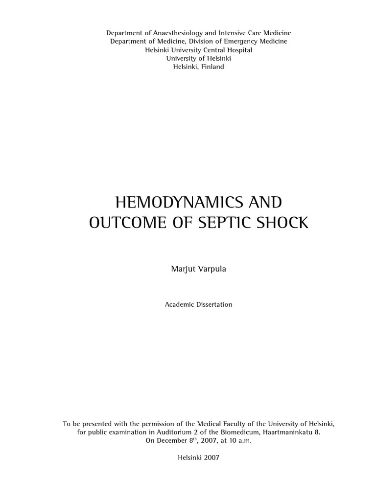Hemodynamics and Outcome of Septic Shock | PDF | Sepsis | Shock ...