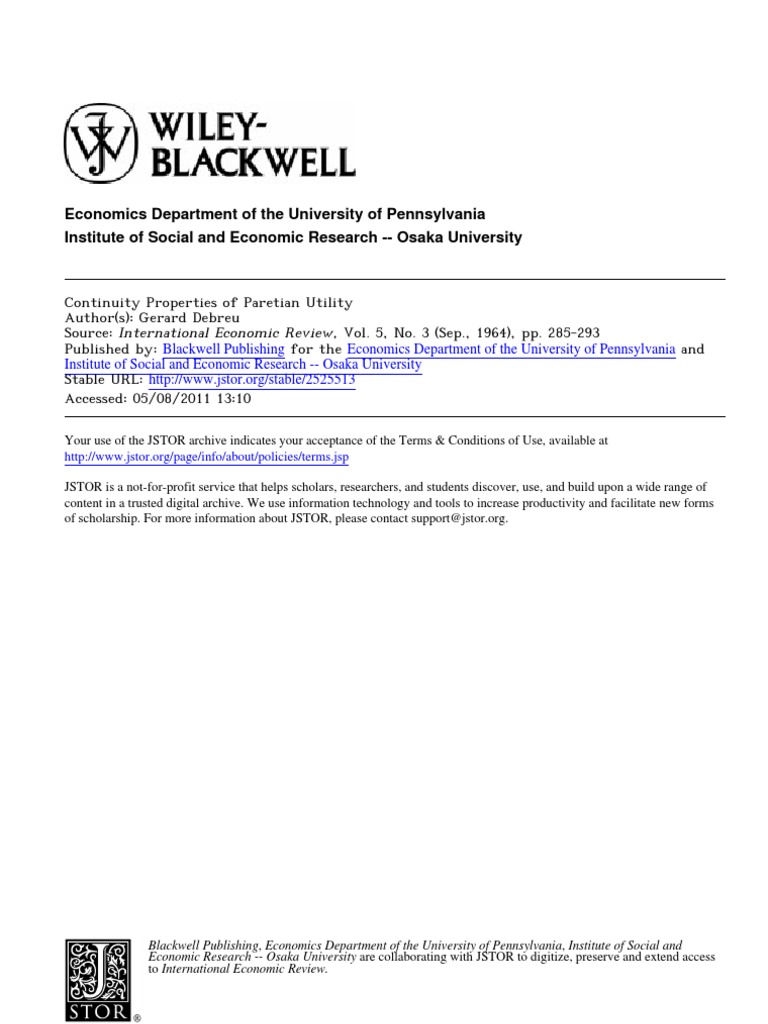 Debreu 1964 | PDF | Monotonic Function | Mathematical Structures