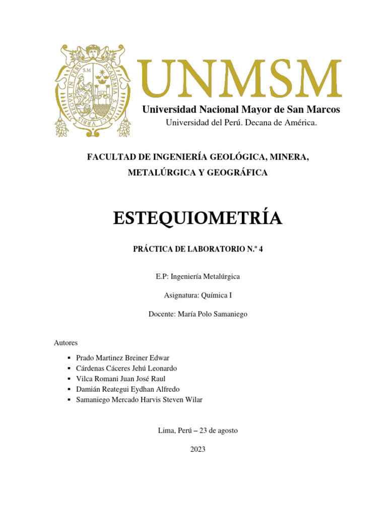 Actv 4 - Lab - Quimica | PDF | Sal (química) | Estequiometría