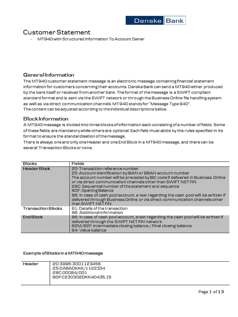 MT940 Structured | PDF | Credit Card | Debits And Credits