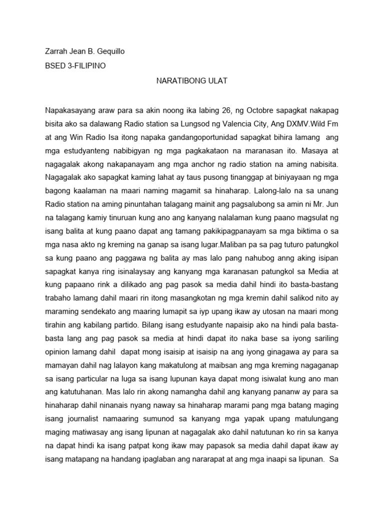 Naratibong Ulat | PDF
