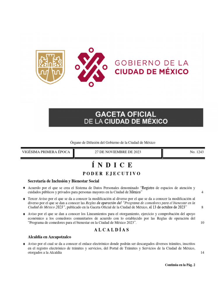 Gaceta CDMX 27 11 2023 Alcaldía Azc | PDF | Ciudad de México | México