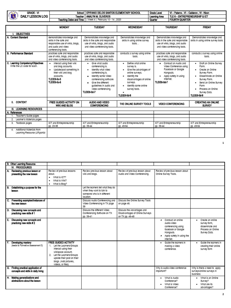 DLL Tle-Ict Week 4 | PDF | Educational Technology | Learning