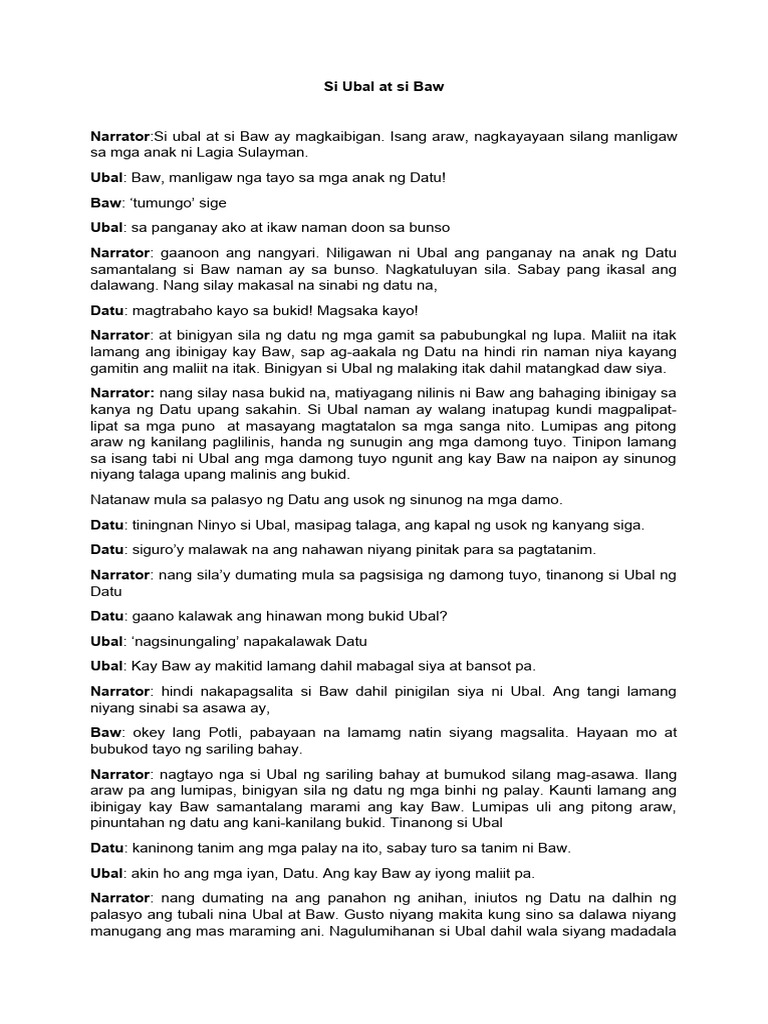 Si Ubal at Si Baw | PDF