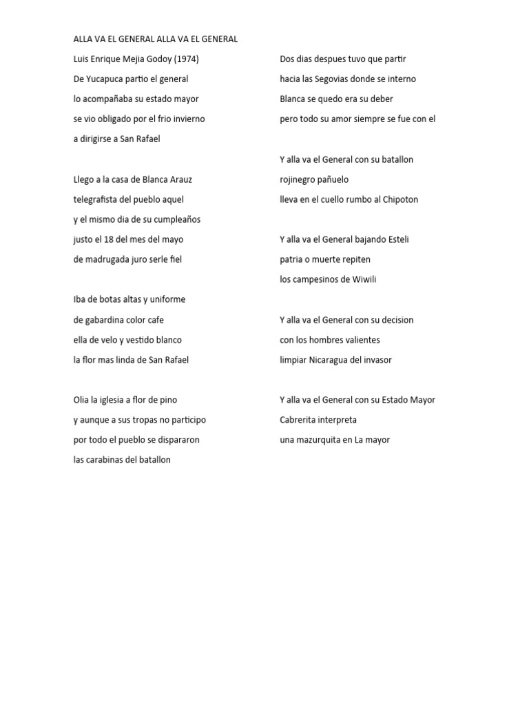 Alla Va El General Alla Va El General | PDF