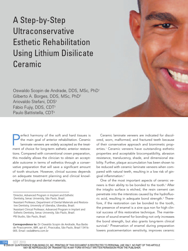 Step-by-Step Ultraconservative Esthetic Rehabilitation Using Lithium ...
