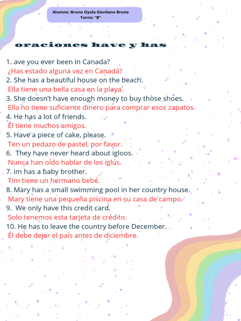 Practica Have y Has | PDF