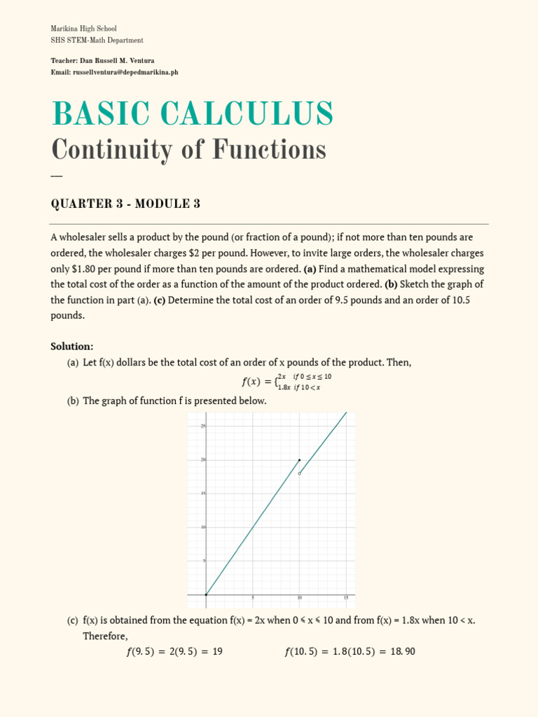 Basic Calculus Module 3 | PDF | Interval (Mathematics) | Function (Mathematics)