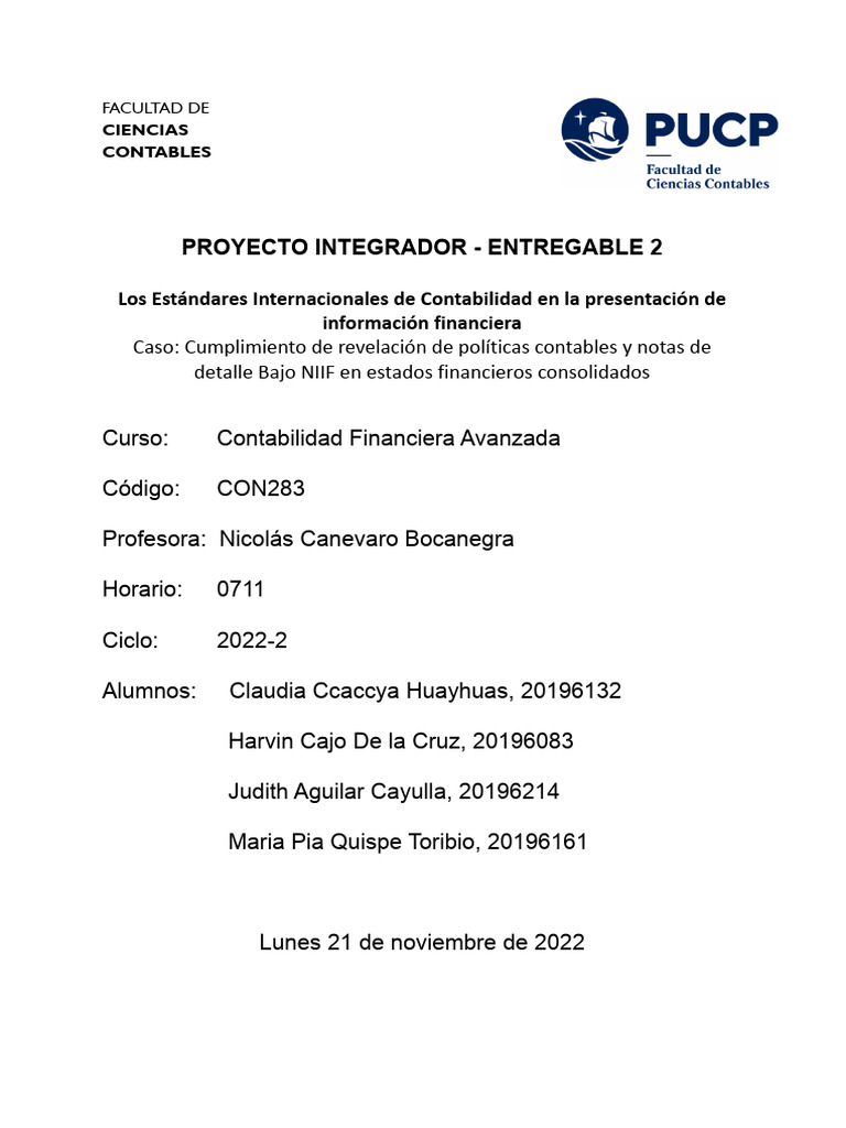 PY2 - Grupo 4 | PDF | normas internacionales de INFORMACION FINANCIERA | Impuesto sobre la renta