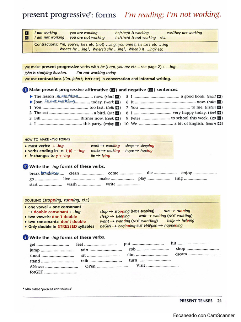 Presente Continuo | PDF