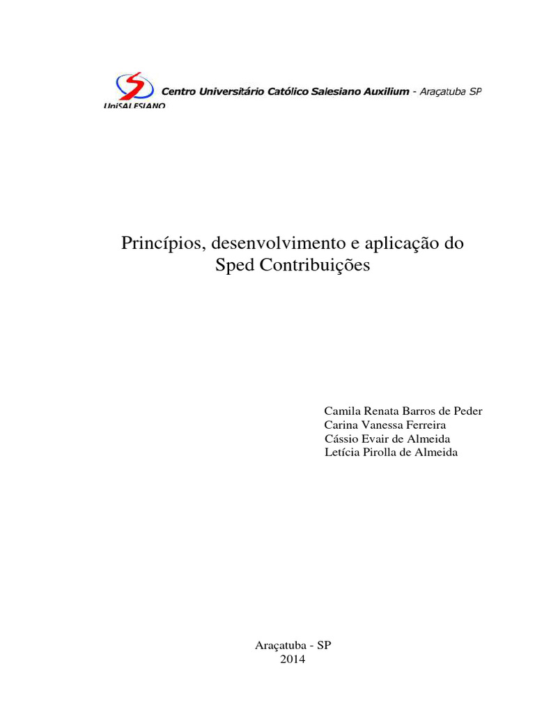 Princípios, Desenvolvimento e Aplicação Do Sped Contribuições | PDF ...