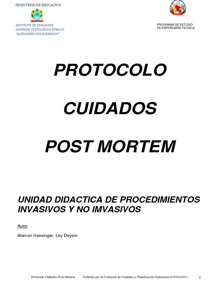 Protocolo de Atencion Post Mortem | PDF | Historial médico | Enfermería