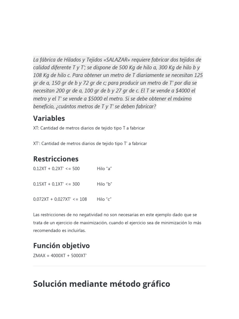 PL Ejemplos Método Gráfico. | PDF