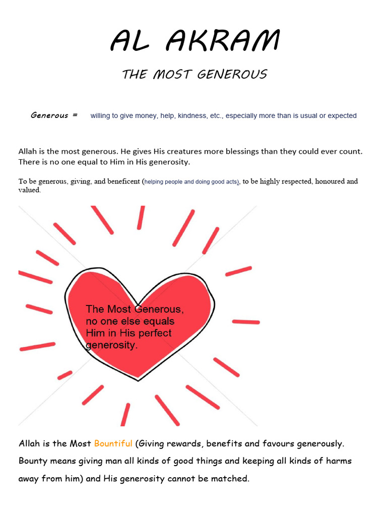 Al Akram | PDF | God In Islam | Generosity