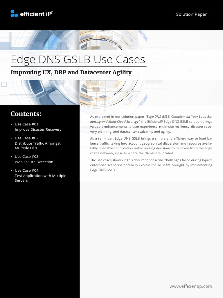 SP GSLB Use Cases EN 220602 | PDF | Load Balancing (Computing) | Domain Name System