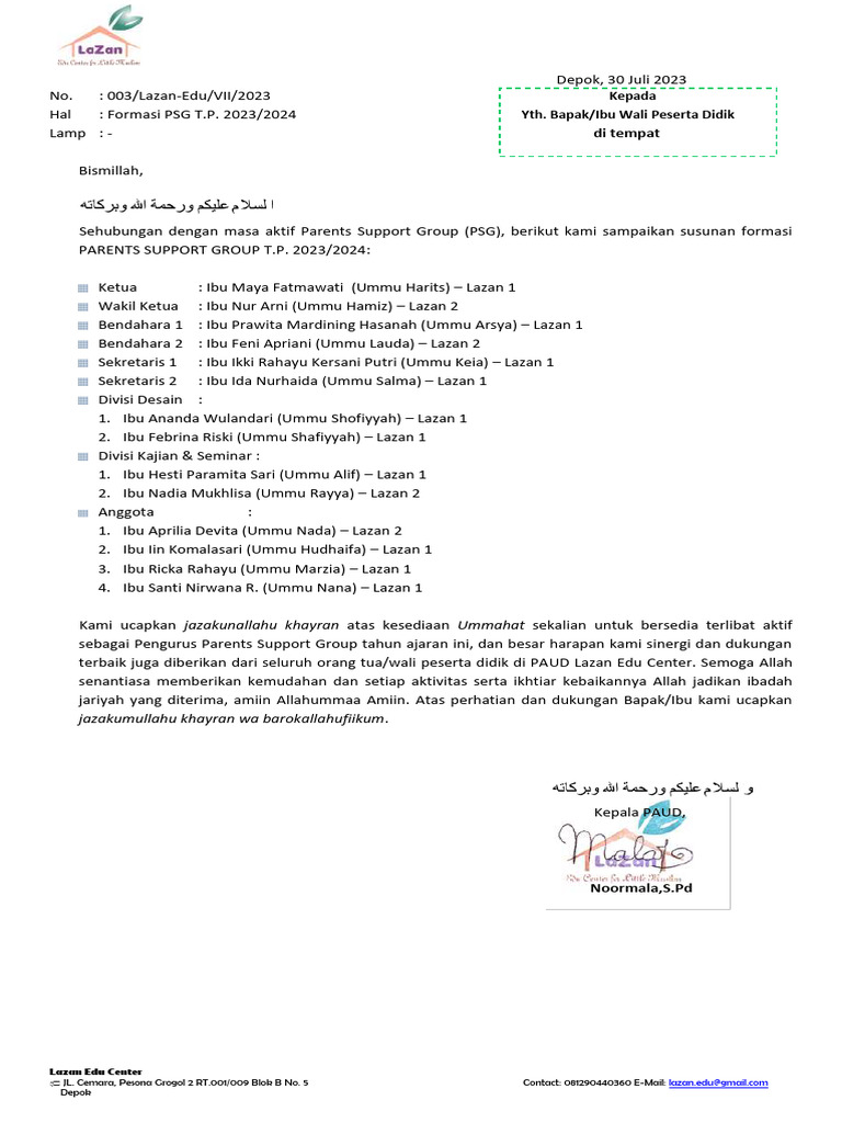 Informasi Formasi PSG 2324 - LAZAN 1 | PDF | Kesehatan Holistik