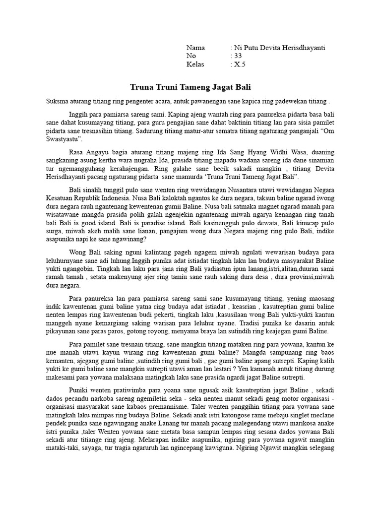 Truna Bali: Melestarikan Budaya | PDF