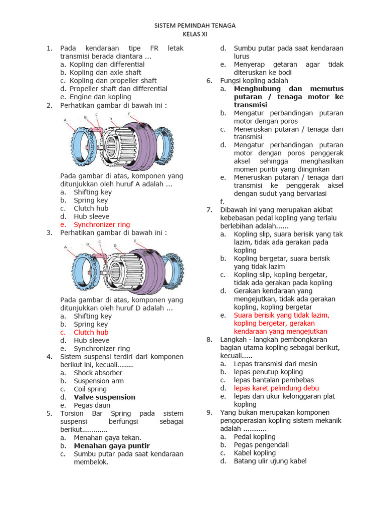 Soal S P Tenaga (Chasis) XI Ganjil | PDF