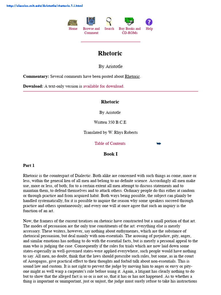 Rhetoric by Aristotle | PDF | Rhetoric | Public Speaking