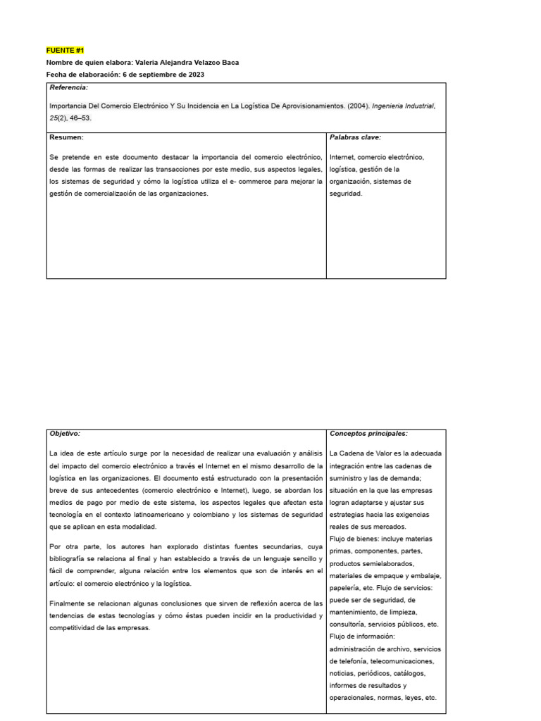 Fichas 2 | PDF | Comercio electrónico | Logística