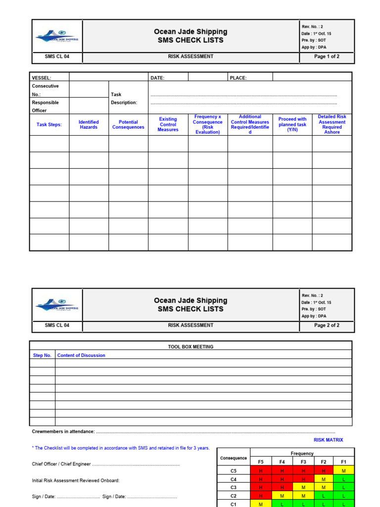 SMS CL 04 - Risk Assessment | Download Free PDF | Risk | Safety