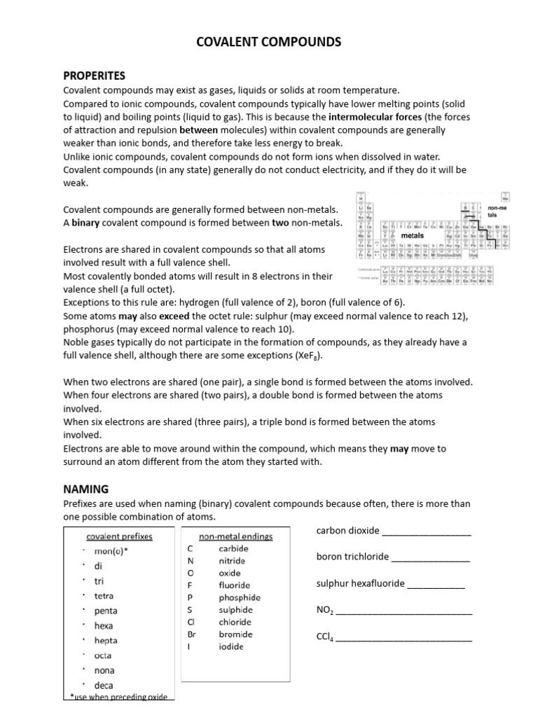 Covalent Compounds | PDF | Chemical Compounds | Covalent Bond