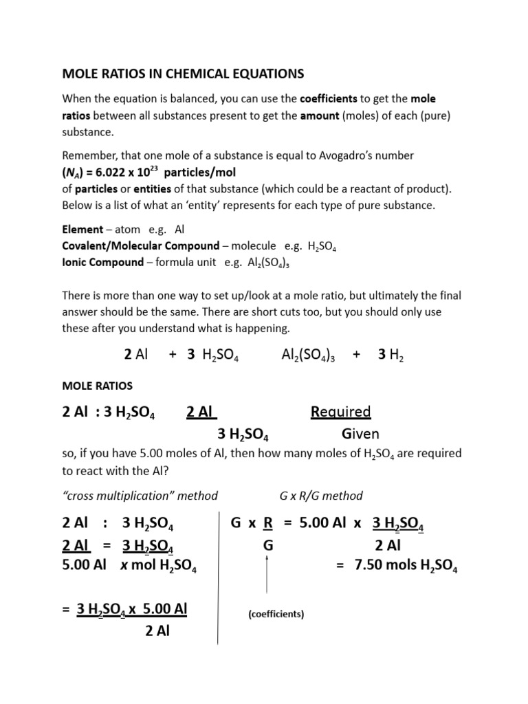 Mole Ratios in Chemical Reactions | PDF | Chemical Compounds | Mole (Unit)