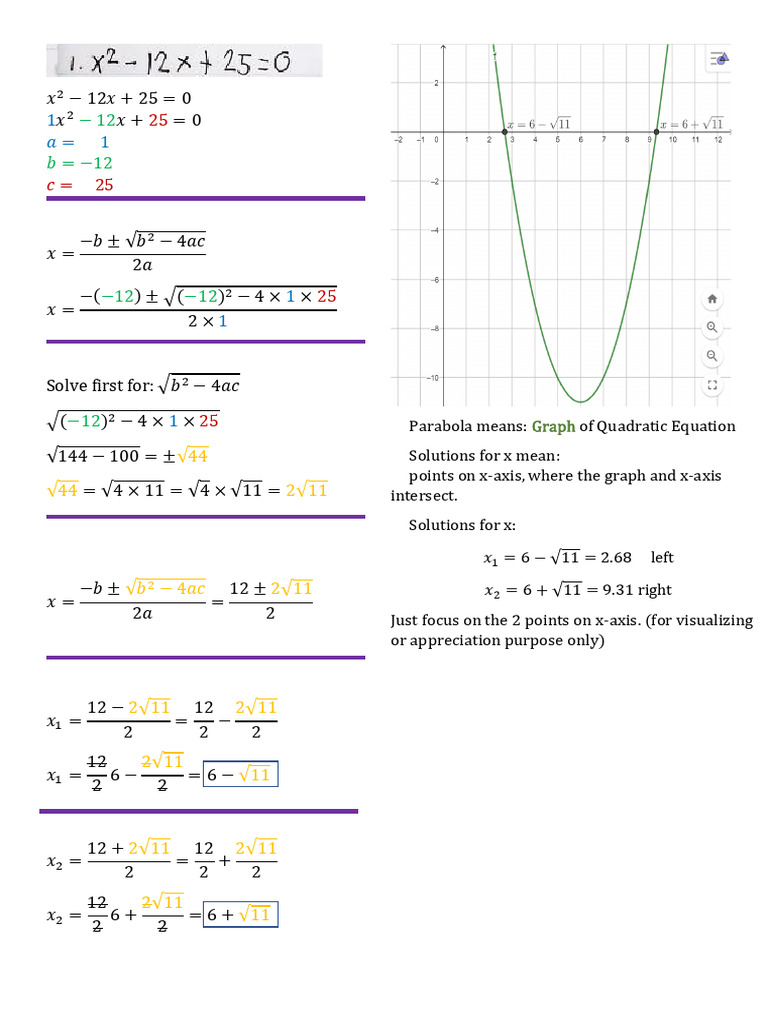 QuadraticFormulaSolutions (Graphed) | PDF | Quadratic Equation ...