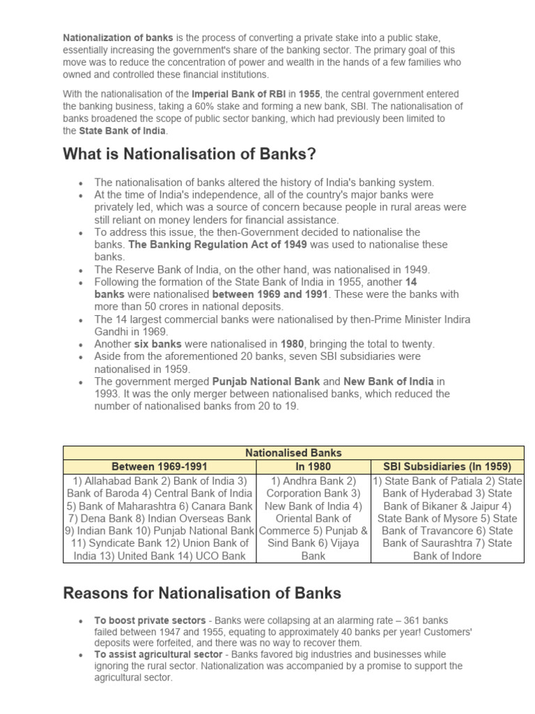 Nationalization of Banks | PDF | Banks | Economy Of Asia