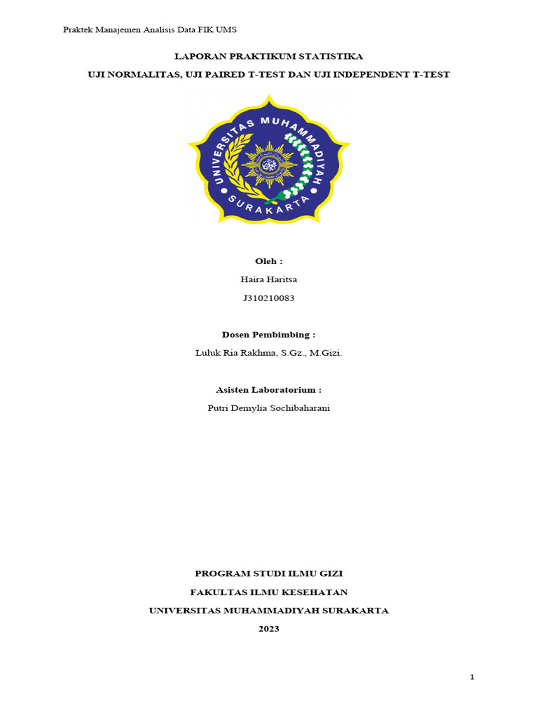 Laporan Praktikum Statistik Uji Beda | PDF