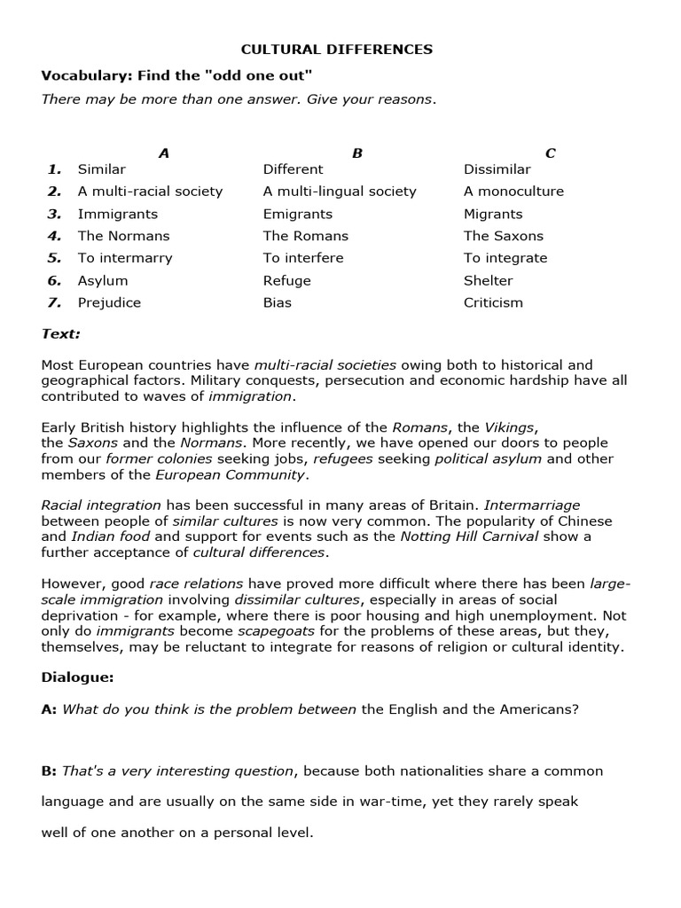 Cultural Differences | PDF | Immigration | Refugee
