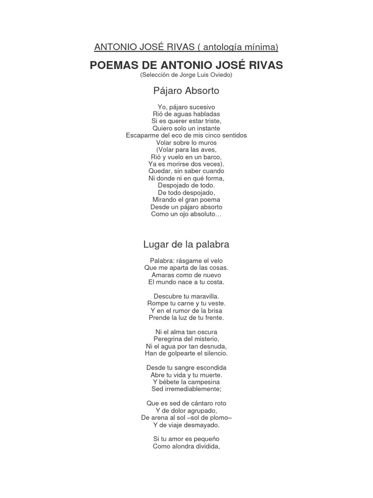 Poesía de Antonio José Rivas | PDF | Amor