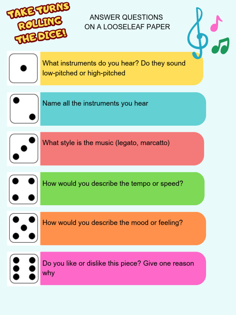 Music Listening Dice Game | PDF