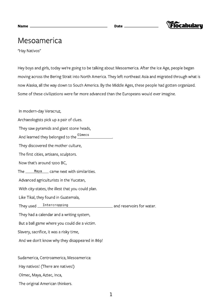 Nathen Berry Mesoamerica Fill Ins | PDF