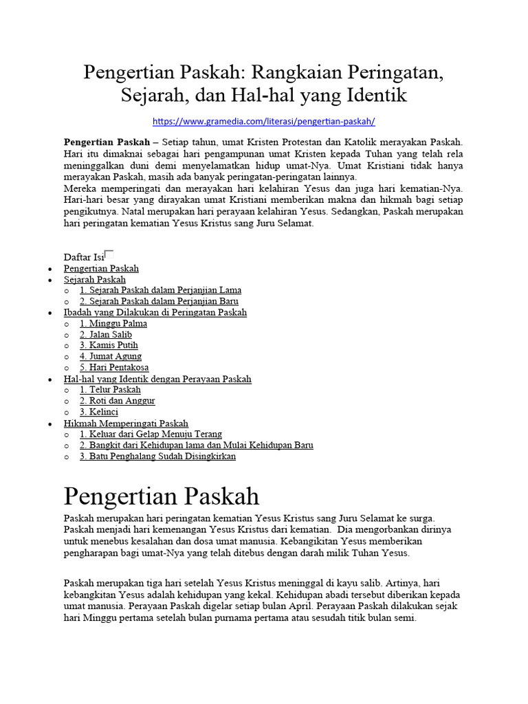 Arti dan Sejarah Paskah dalam Kristen | PDF