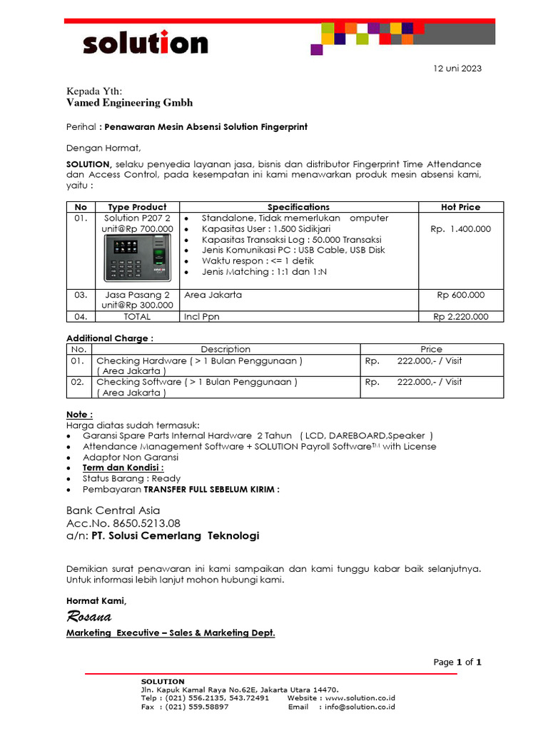 Solusi Cemerlang Teknologi - Quotation P207 2 | PDF