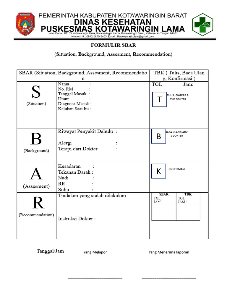 Formulir Sbar Rujukan Fix Print | PDF