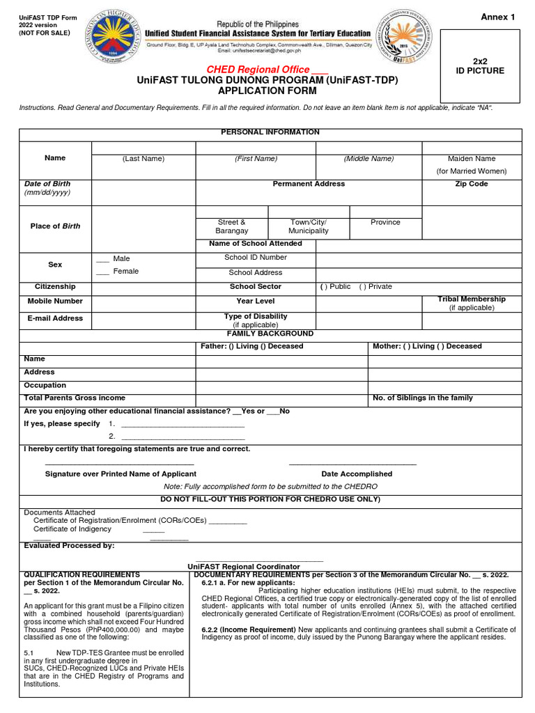Annex 1 TDP-FORM - Updated | PDF | Government