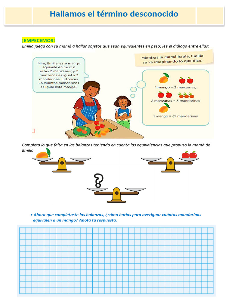 D2 A1 FICHA MAT. Hallamos El Término Desconocido | PDF | Cognición