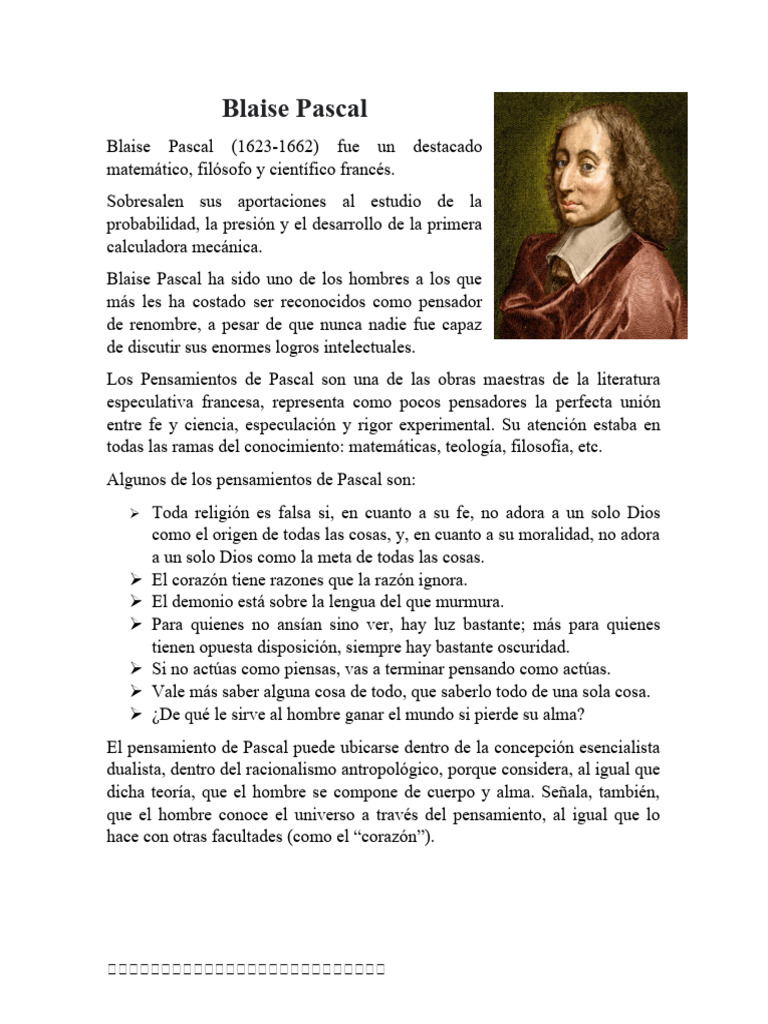 Blaise Pascal | PDF | Pensamiento