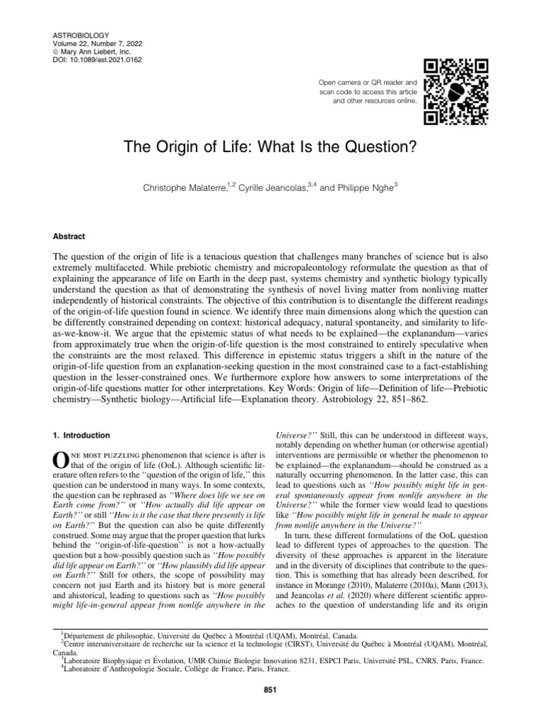 The Life Is The Question | PDF | Abiogenesis | Life