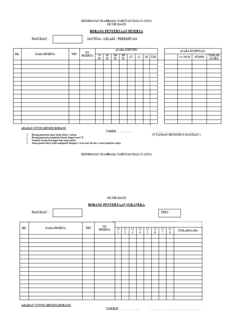 Borang Penyertaan | PDF