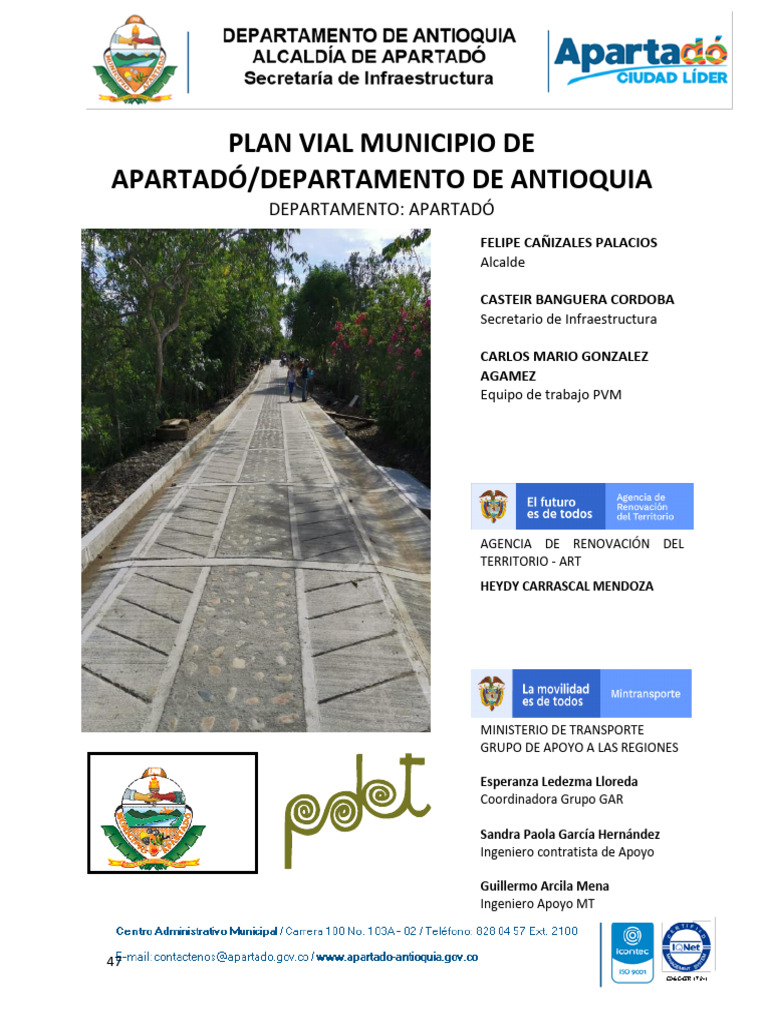 Plan Vial Municipal de Apartadó 2021 | PDF | Agua subterránea ...